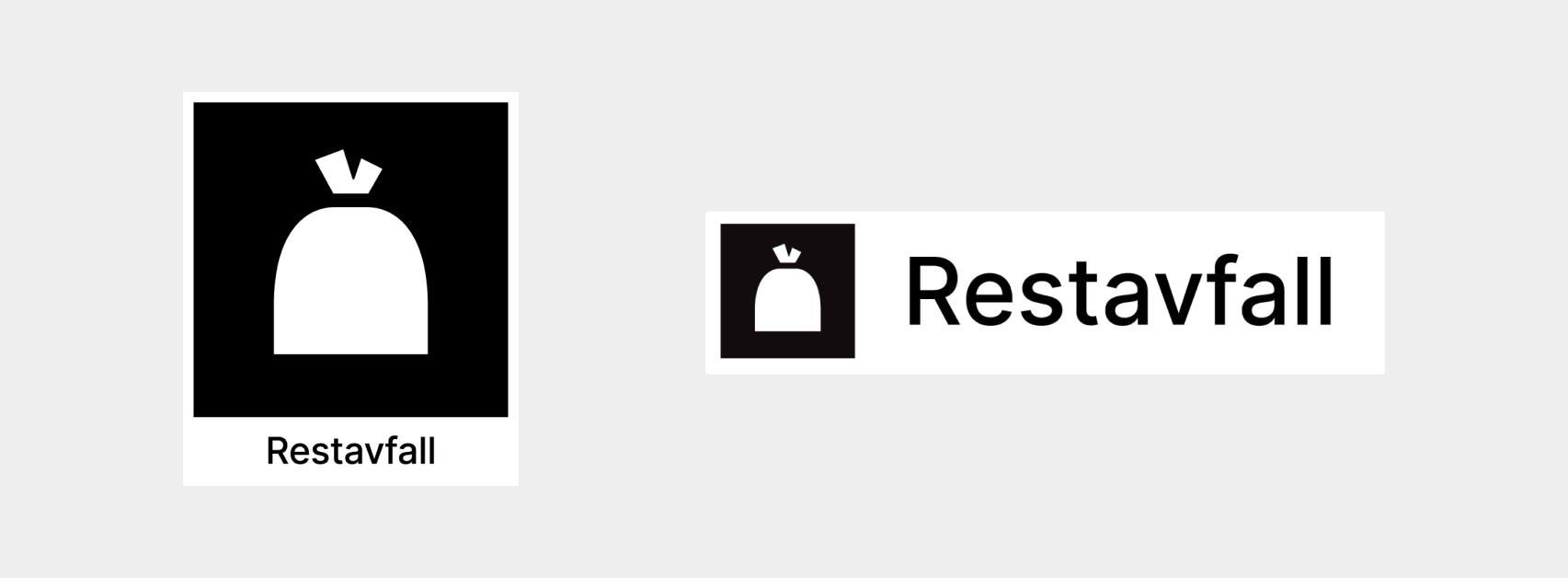 Sorteringsmerker på avfallsbeholdere