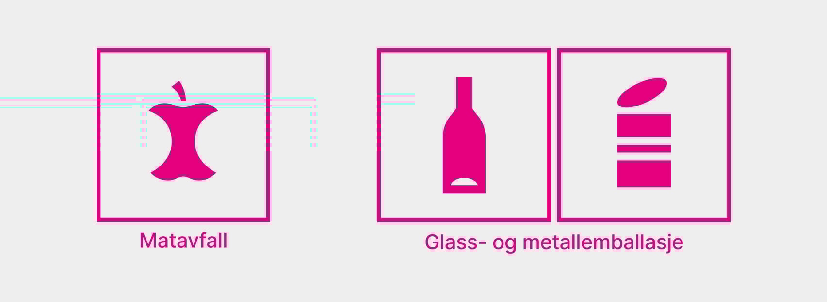 Sorteringsmerker på avfallsbeholdere