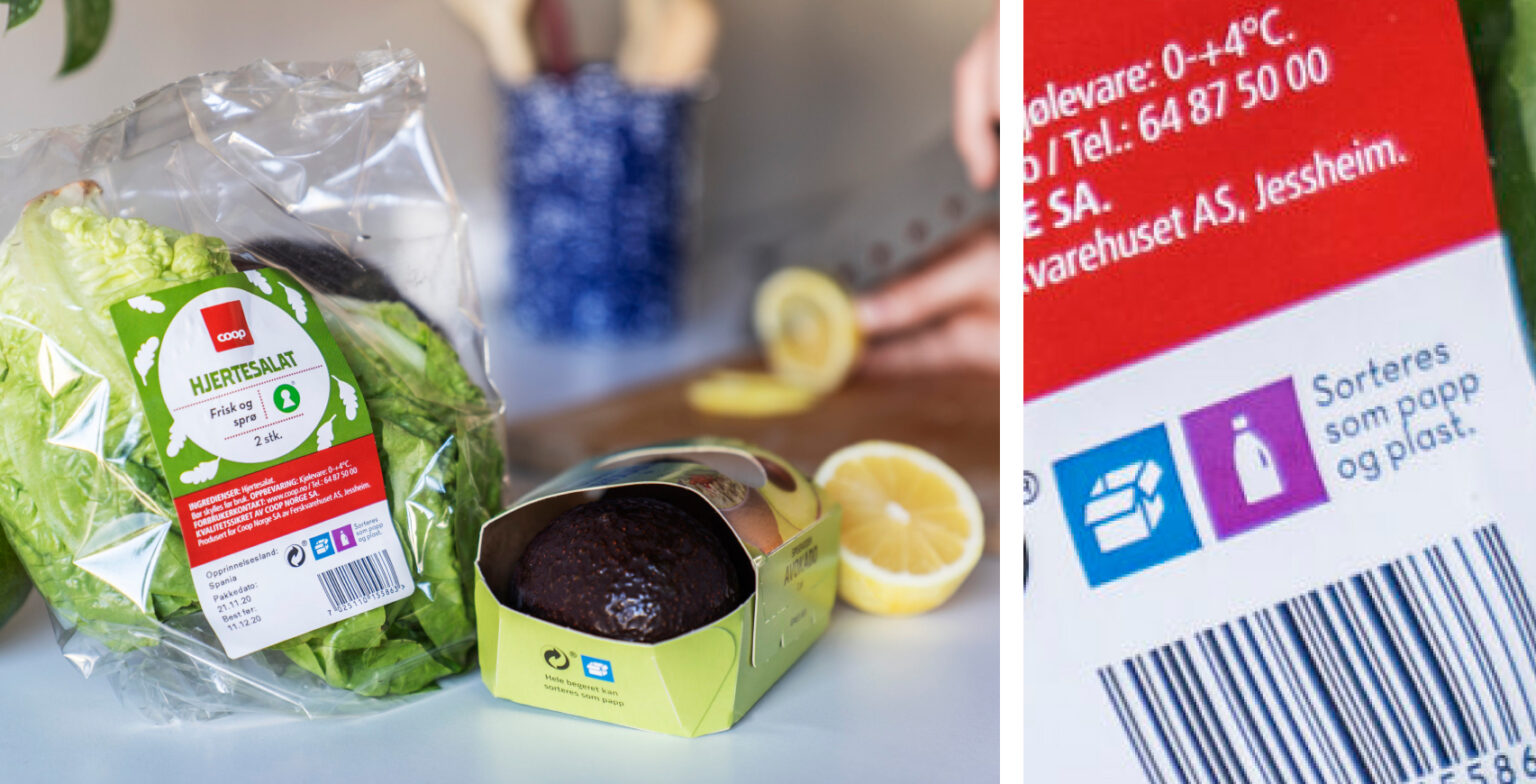 Sorteringsmerker på emballasje